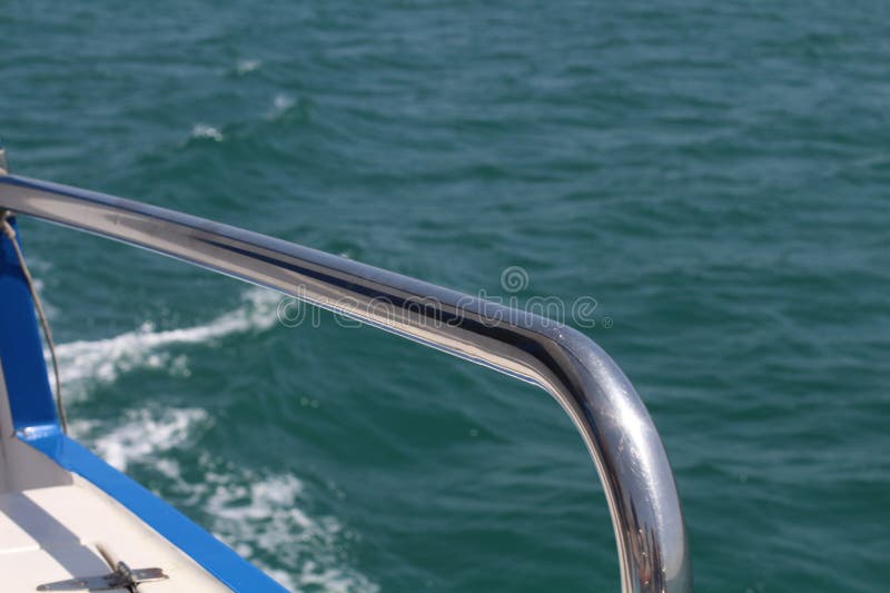 The Railing, Sea View from the Deck of the Ship Stock Image - Image of ...