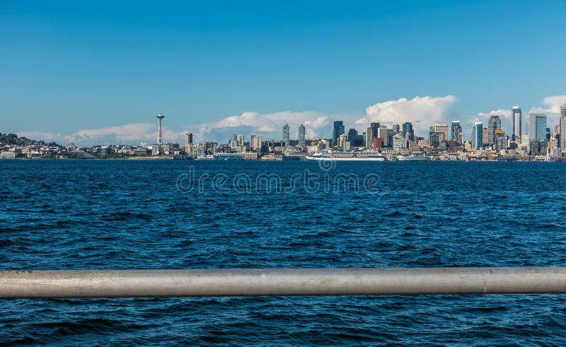 Railing and Seattle Skyline Stock Photo - Image of view, outdoors: 93283406