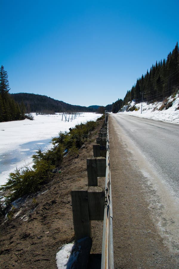 Railing Separating the Road from a Lake Stock Image - Image of north ...