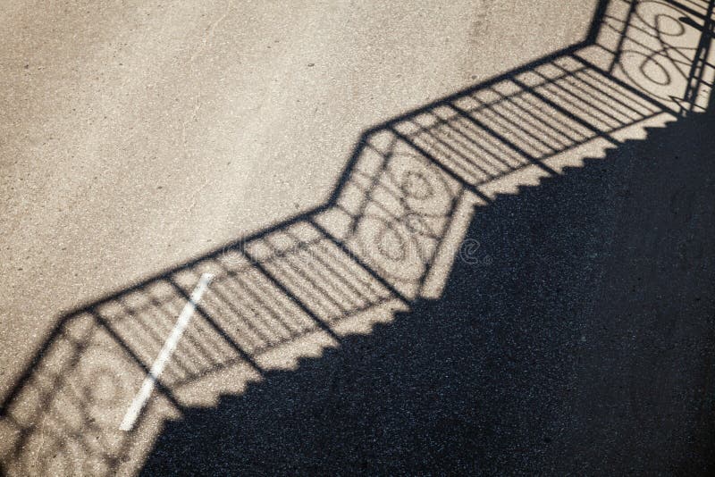 Railing Shadow on the Bridge. Bridge Railing Casts a Shadow Stock Photo ...