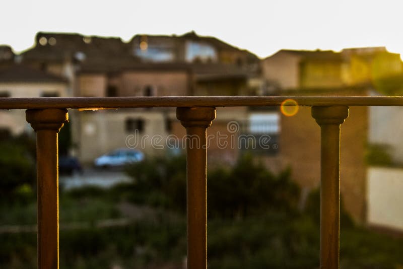Railing and sun stock photo. Image of design, cityscape - 101163090
