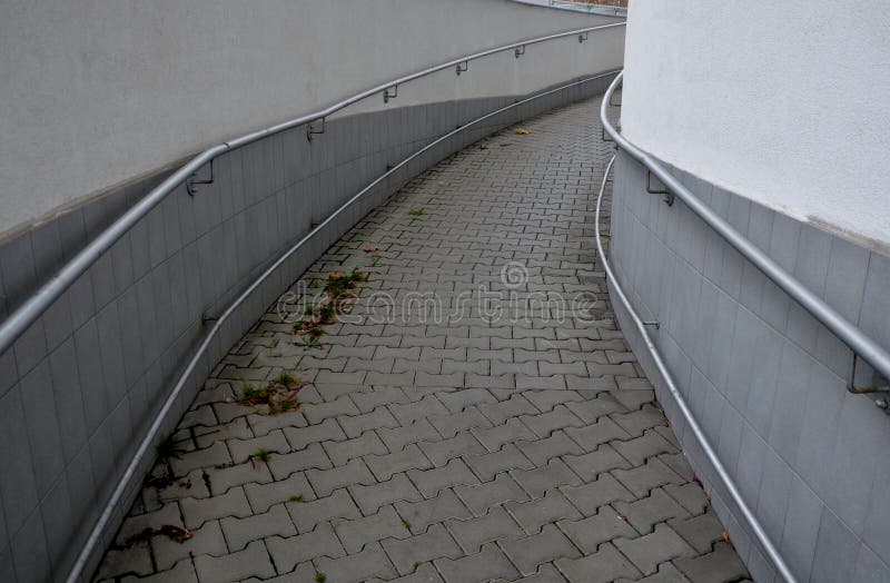 Railing with Two Handrails. Made of Galvanized Steel Stock Image ...