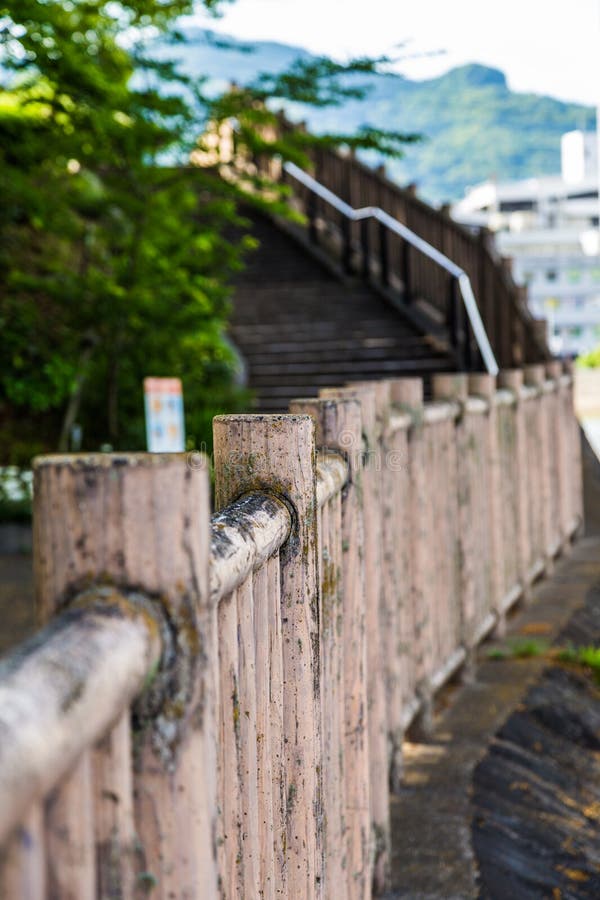 Railing on Walking Path Next To River Stock Image - Image of plant ...