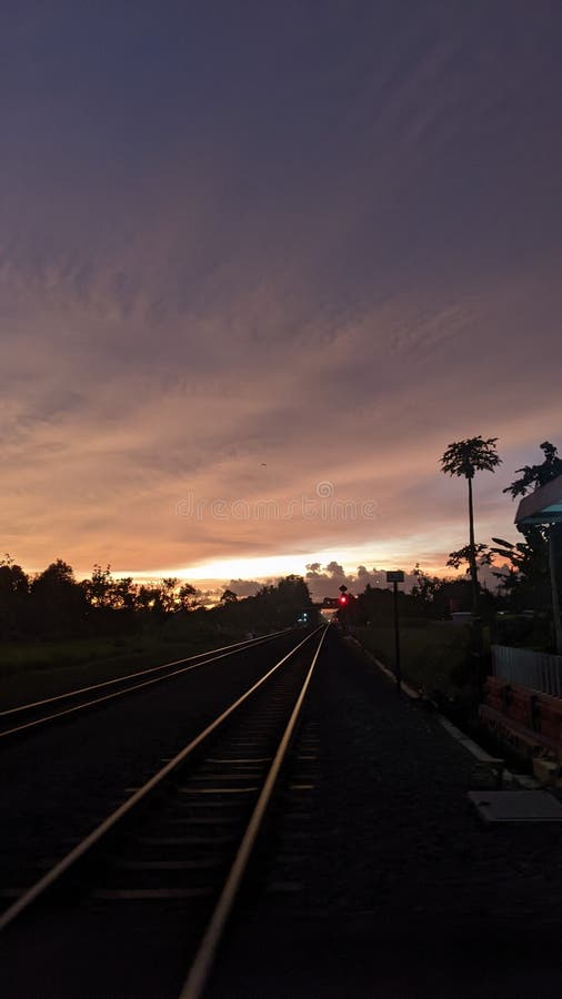 Railing way Sunset stock image. Image of sunset, clear - 275498333