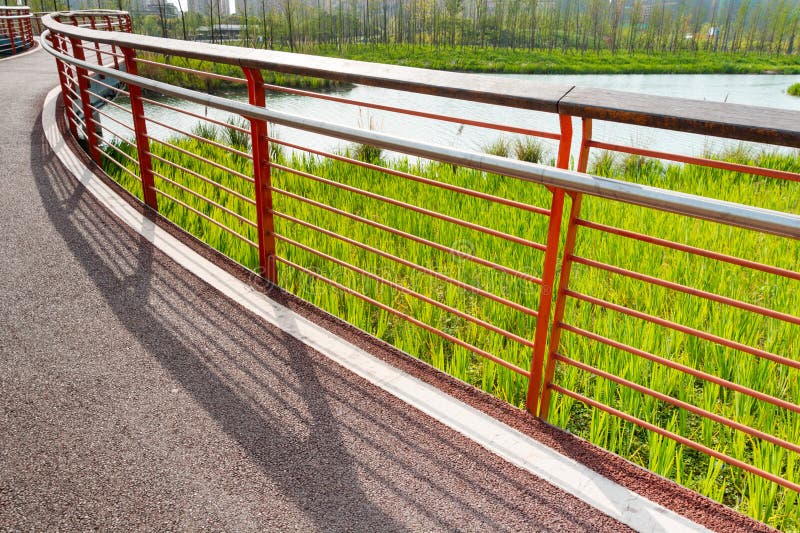 Railings for park trails stock image. Image of transport - 285846189