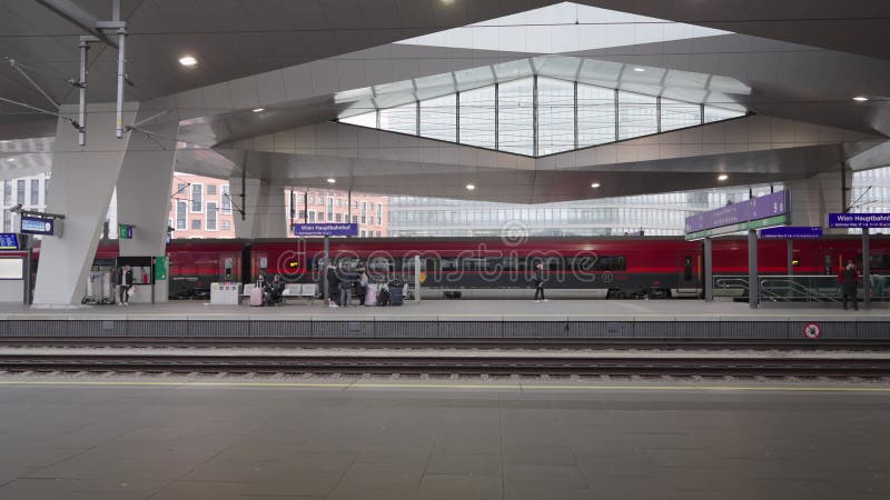 Railjet Train Arriving at Vienna Main Train Station. Train Entering ...