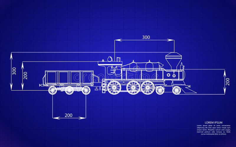 Railroad Blueprints on Blue Background Stock Illustration ...