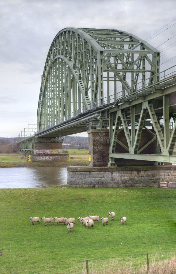 Freight Train Crossing a Steel Railroad Truss River Bridge Editorial ...