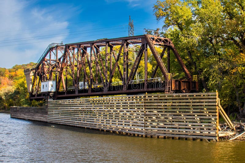 Railroad Bridge Along the Shore of the Mississippi River Stock Photo ...