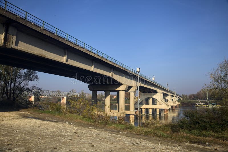 Railroad Bridge in the Distance Framed by a Bridge on a Clear Day in ...