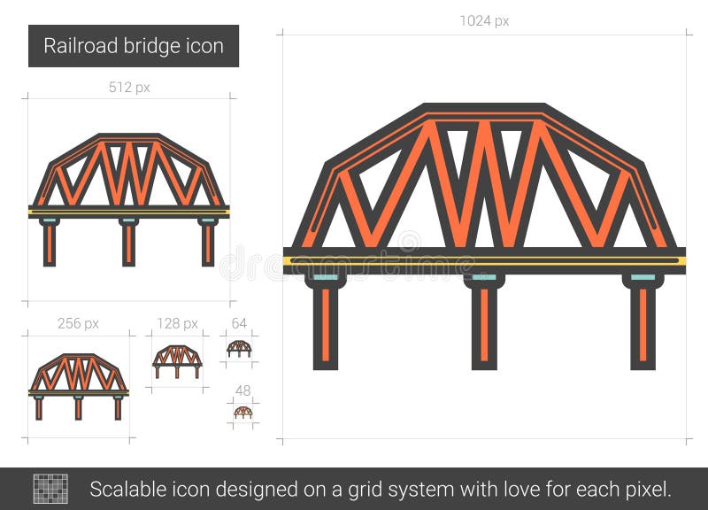 Railroad bridge line icon. stock vector. Illustration of infrastructure ...