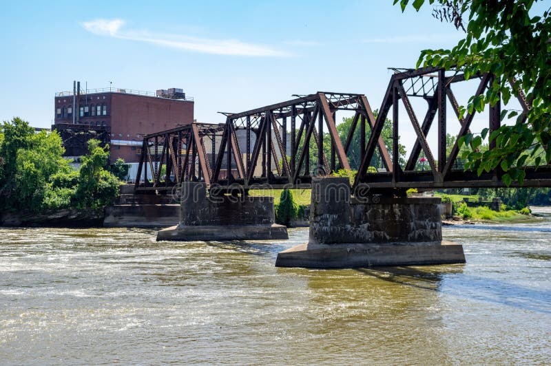 Railroad Bridge over River stock photo. Image of bridge - 159491212