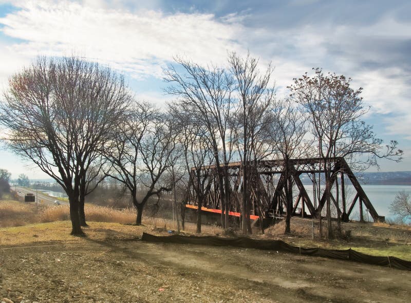 Railroad Bridge by Onondaga Lake Stock Image - Image of infrastructure ...