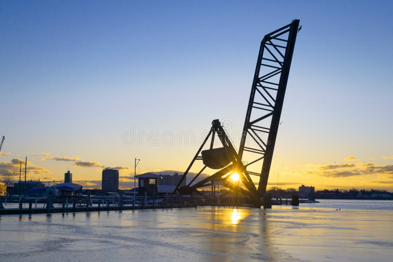 A Railroad Bridge in the Vertical or Raised Position during a Beautiful ...
