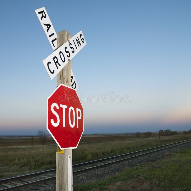 Railroad crossing sign. stock photo. Image of train, intersection - 3532476
