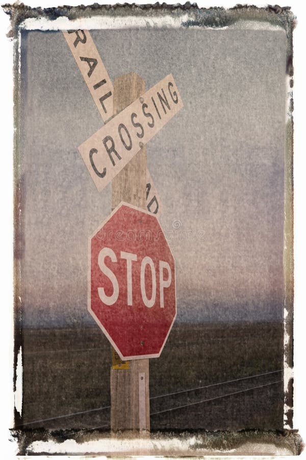 Railroad crossing sign. stock photo. Image of train, intersection - 3532476