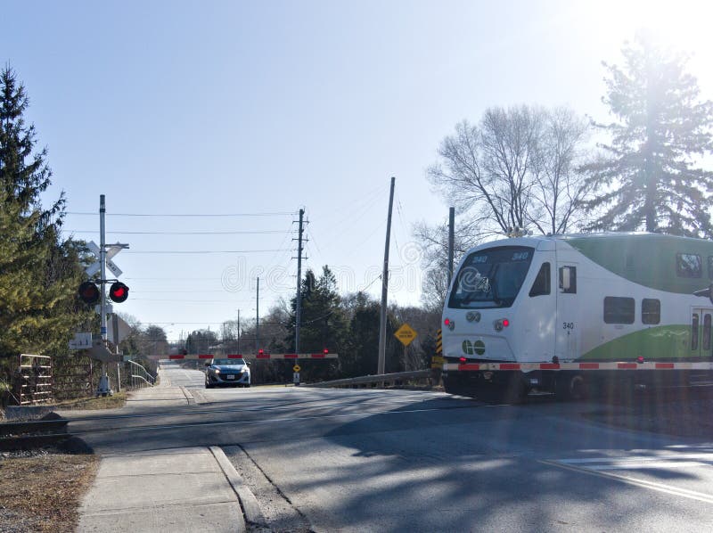 Railroad Crossing Caution Barrier Active Stock Image - Image of travel ...