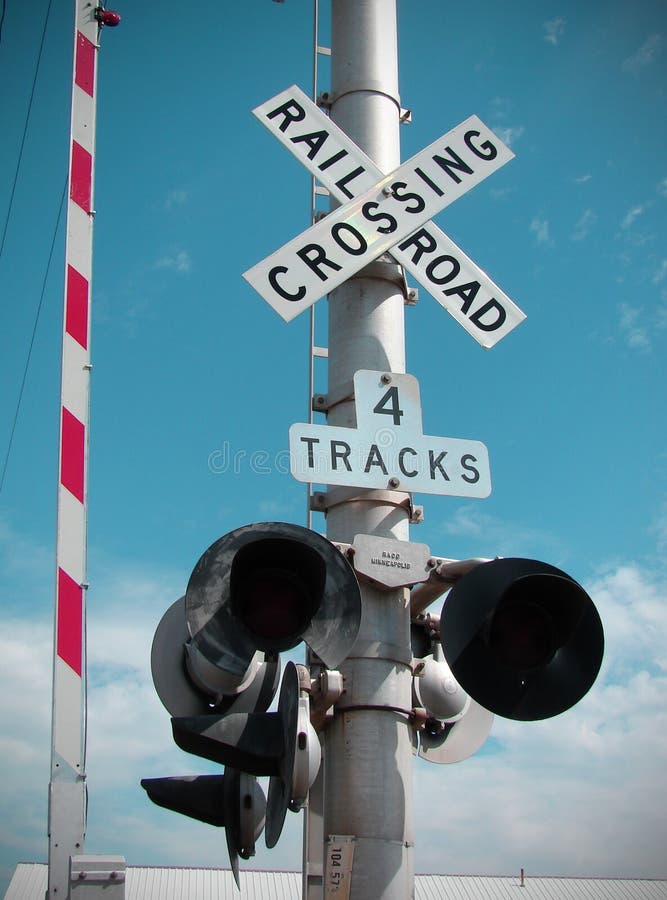 Railroad Crossing Gate and Sign Stock Photo - Image of steel, transport ...