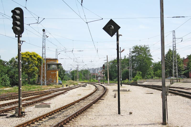 Railroad and Crossing Intersection Stock Image - Image of electric ...