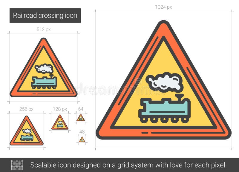 Railroad Crossing Line Icon. Stock Vector - Illustration of railroad ...