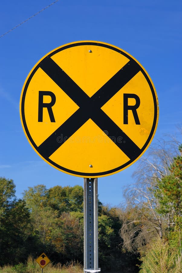 Railroad crossing sign. stock photo. Image of train, intersection - 3532476