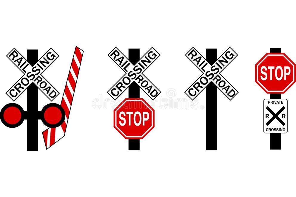 Railroad Crossing Signs stock vector. Illustration of railroad - 3207453
