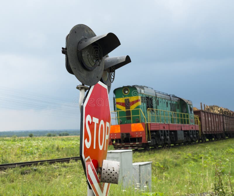 Traffic Sign Approaching The Railroad Crossing Stock Photo - Image of ...