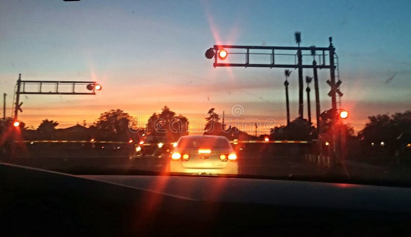 Sunset crossing stock image. Image of train, railroad - 138573341