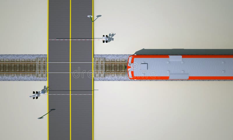 Railroad crossing top view stock illustration. Illustration of outdoor ...