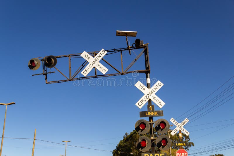 Level Crossing Warning Signal in Brazil. Stock Photo - Image of rail ... Level Crossing Warning Signal in Brazil. Stock Photo - Image of rail ...