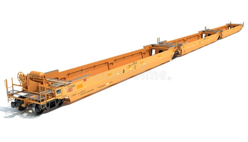 Railroad Double Stack Car 3D Rendering on White Background Stock ...