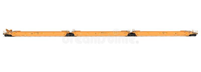 Railroad Double Stack Car 3D Rendering on White Background Stock ...