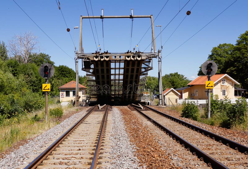 Railroad drawbridge stock photo. Image of line, moveable - 143408284