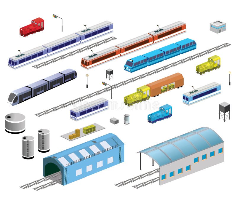 Isometric Railroad Train. Detailed 3D Illustration Stock Vector ...