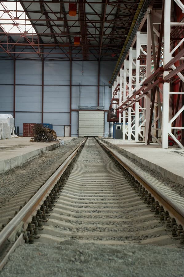 Railroad Going into the Distance on Hangar Stock Photo - Image of built ...