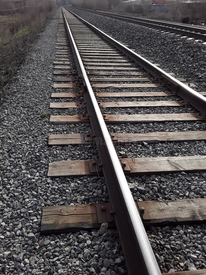 Railroad Going into the Distance. Long Railroad Ways Stock Image ...