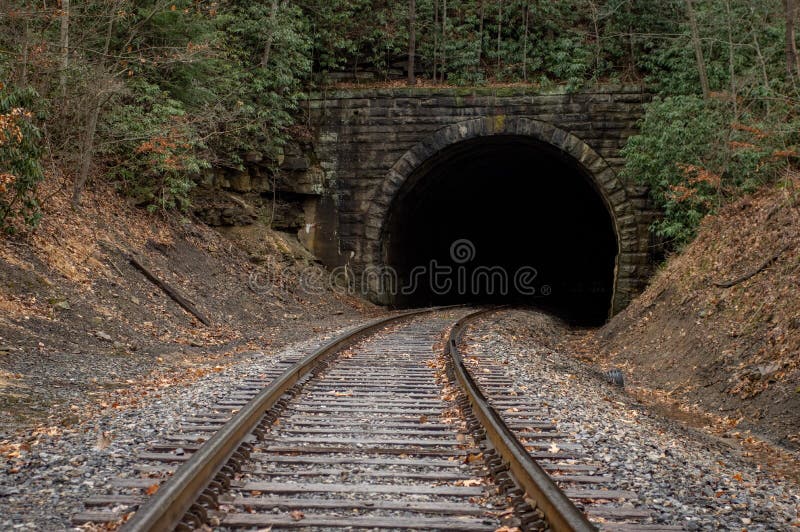 Railroad Going through a Tunnel Stock Photo - Image of infrastructure ...