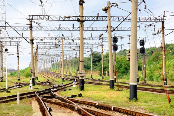 Railroad infrastructure stock photo. Image of cloudscape - 25221710