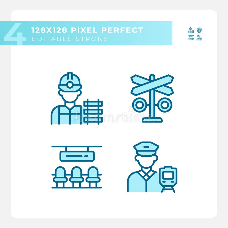 Railroad Infrastructure Pixel Perfect Blue RGB Color Icons Set Stock ... Railroad Infrastructure Pixel Perfect Blue RGB Color Icons Set Stock ...