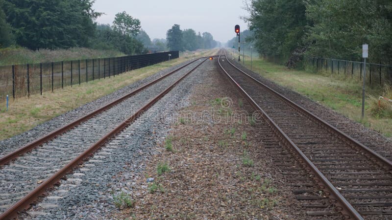 Railroad Junction Double Track Stock Image - Image of station, rail ...
