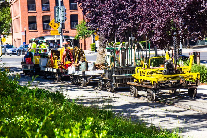 Railroad Maintenance Crew with Tools & Equipment Editorial Photography ...