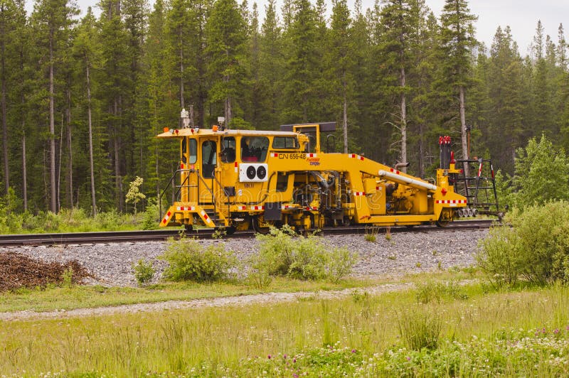 Bright Yellow Railroad Maintenance Equipment Editorial Stock Image ...