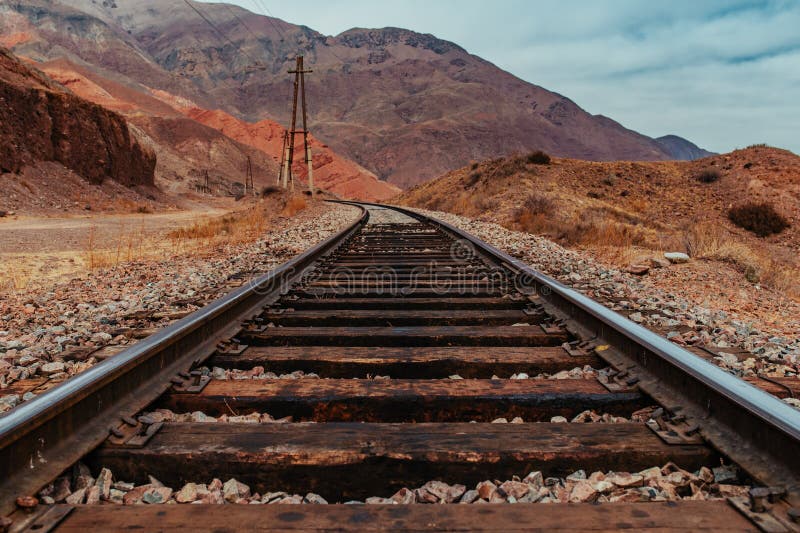 Railroad in the Mountains of Kyrgyzstan Stock Photo - Image of nature ...