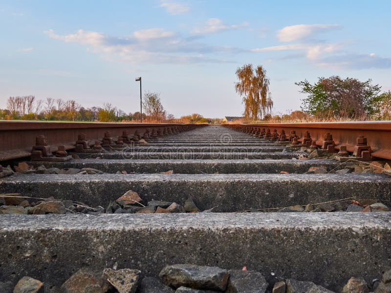 Railroad, Old Rusty Railroad Track in Autumnal Scene Stock Image ...