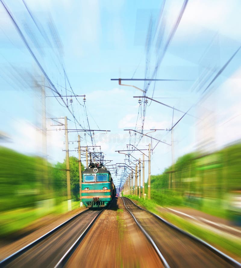 Head on view of fast train stock photo. Image of cloudscape - 21893524