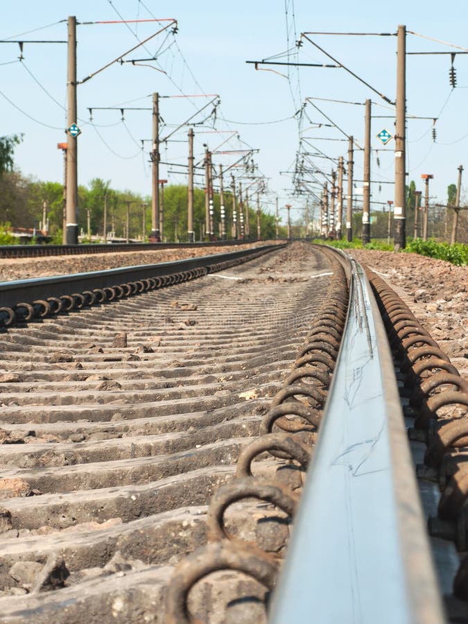 Railroad, Rails, Power Poles Stock Photo - Image of soften, lane: 42905828