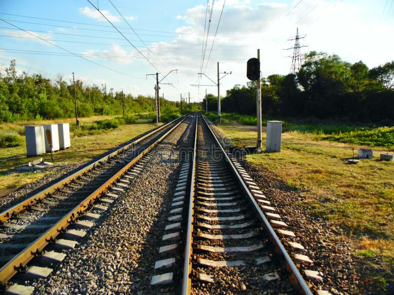 Railroad rails stock photo. Image of asphalt, tree, suburb - 192263240