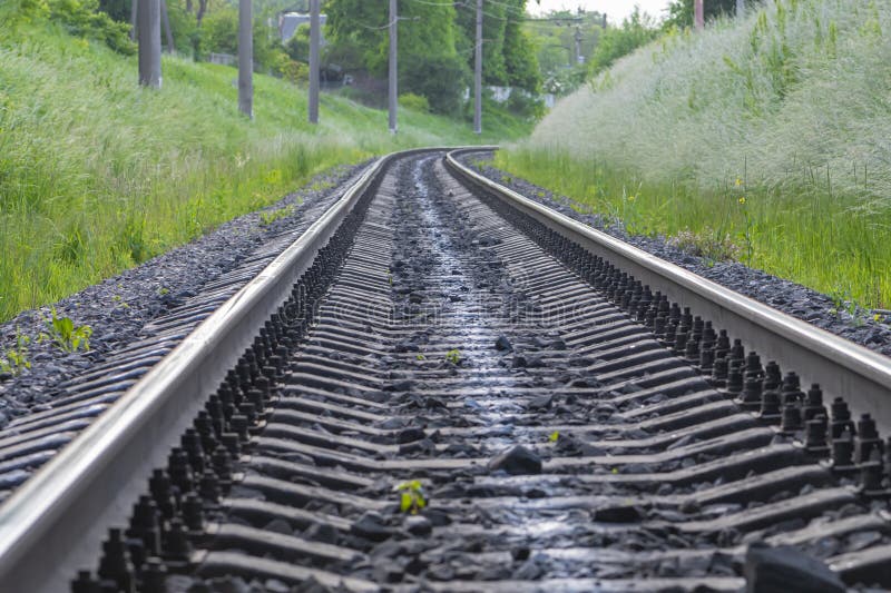 Railroad, Rails and Ties, Perspective. Stock Photo - Image of path ...