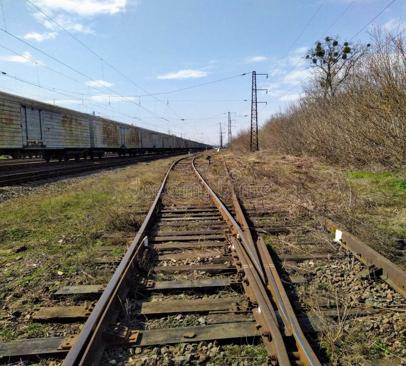 Railroad in Rural Countryside at Sunny Spring Day Stock Photo - Image ...