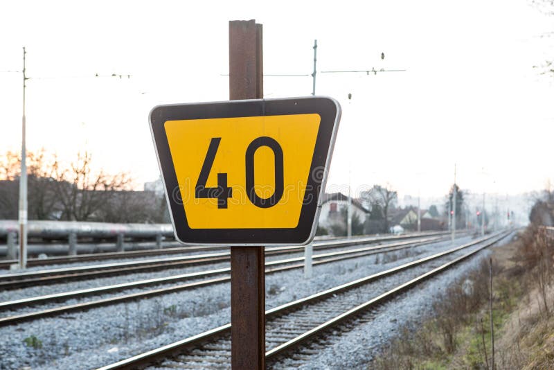 Railroad Sign for Deporting Trains in Rural Area Stock Image - Image of ...